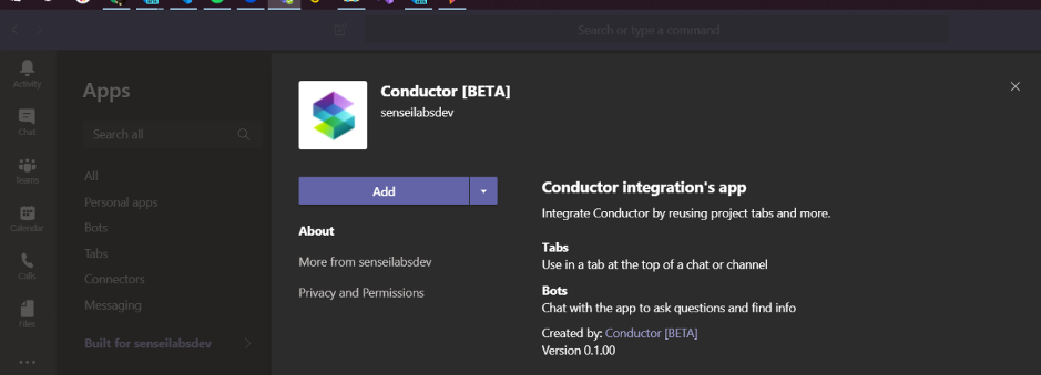 Configuring Conductor app for MS Teams – Sensei Labs Help Center
