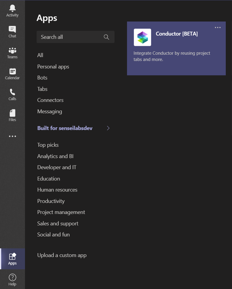 Configuring Conductor app for MS Teams – Sensei Labs Help Center